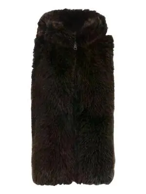 UNCOMMON Faux-fur Hooded Vest - Brown