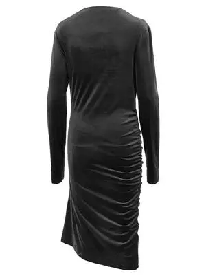 DON'T @ ME Ruched Long-sleeve Midi Dress - Black