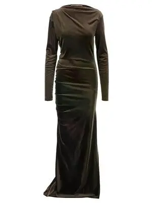 DON'T @ ME Ruched Long-sleeve Maxi Dress