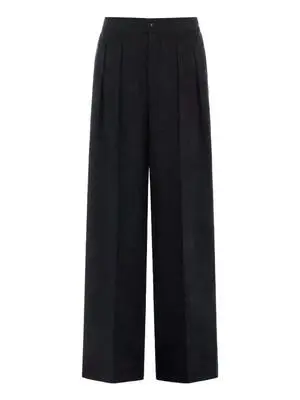 ELEH Pleated Wide-leg Trousers - Blue