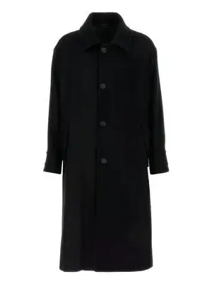Giorgio Armani Single-breasted Buttoned Coat - Black
