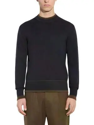 PAOLO PECORA Layered-detail Wool Sweater - Blue