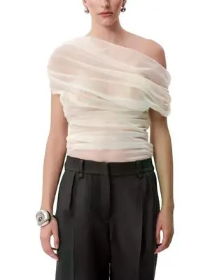 CONCEPTO Blur Off-shoulder Sheer Blouse