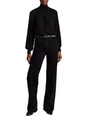 Vince Gathered Rib-trim Sweater - Black