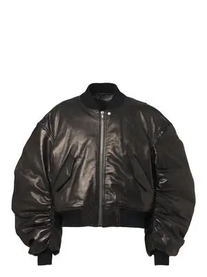 Rick Owens Secchia Flight Leather Down Jacket - Black