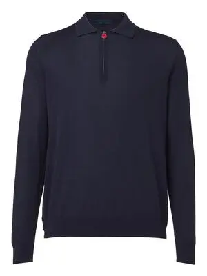 Kiton Wool Polo Sweater Blue