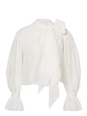 POLO RALPH LAUREN Tie-detail Cotton And Silk Organdy Blouse