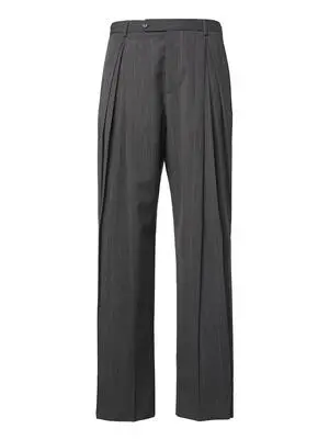 Valentino Garavani Striped Wool And Silk Wide-leg Pants - Grey