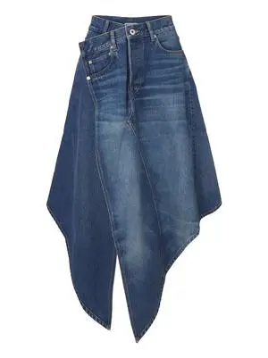 JW Anderson Asymmetric Draped Denim Midi Skirt - Blue