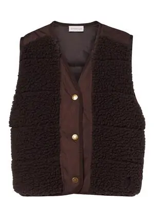 Moncler Paneled Teddy Vest - Brown