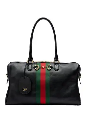 Gucci Borsetto Large Leather Tote Bag - Black