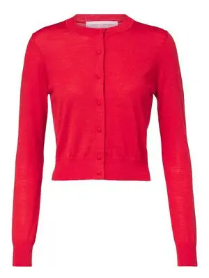 Carolina Herrera Wool And Silk-blend Cardigan - Red