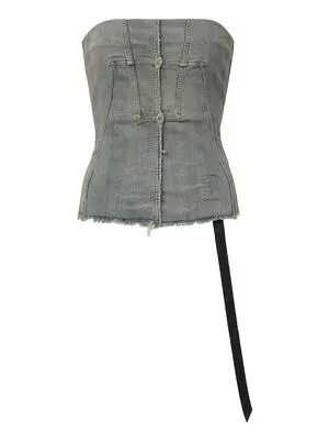 Rick Owens Distressed Denim Tube Top - Blue