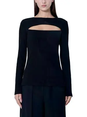 Yohji Yamamoto Cut-out Cotton Blouse - Black