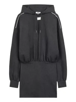 Gcds Logo-patch Drawstring-hood Mini Dress - Grey