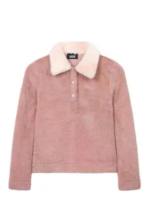 Gcds Faux-fur Polo Shirt - Pink