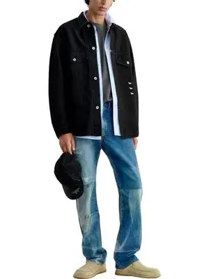 Maison Kitsuné Fox-embroidered Cotton Shirt Jacket - Black
