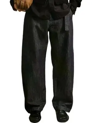 CROQUIS Belted Wide-leg Trousers - Blue