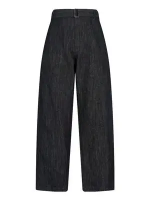 CROQUIS Belted Wide-leg Trousers - Blue