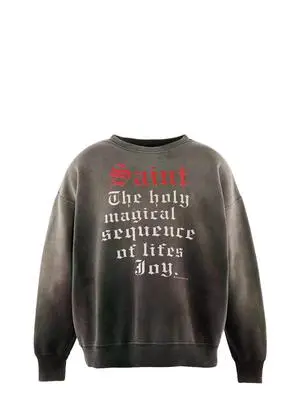 SAINT MXXXXXX Slogan-print Crew-neck Sweater - Grey