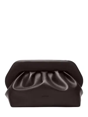 THEMOIRE Bios Plum-colored Leather Clutch Bag - Brown