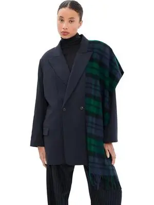 FRENKEN Crushed Scarf Blazer - Navy