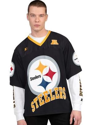 STARTER White Pittsburgh Steelers Short Sleeve & Long Sleeve T-shirt Combo Pack - Black
