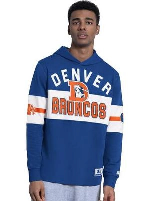 STARTER Denver Broncos Fullback Jersey Hoodie - Blue