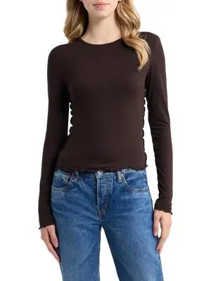 Mango Curlita Long Sleeve T-shirt - Chocolate