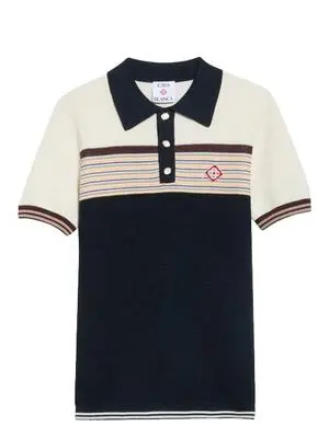 Casablanca Café Stripe Cotton & Wool Polo - Multi