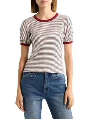Rag & Bone The Essential Rib Striped Tee - Ivory Multi