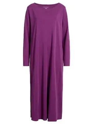 Eileen Fisher Bateau Neck Organic Pima Cotton Midi Dress - Jam