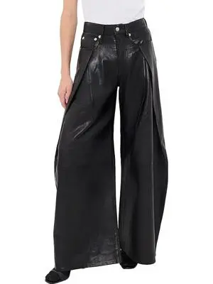 R13 Fold Over 5-pocket Lambskin Leather Pants - Black