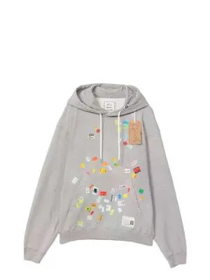 Mihara Yasuhiro Price-tag Sticker Printed Hoodie - Grey
