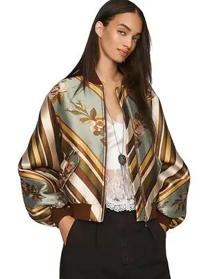 ALEMAIS Rosa Jacquard Bomber Jacket - Multi