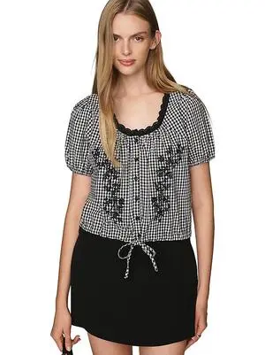 RAISONNEL Embroidered Puff-sleeve Blouse