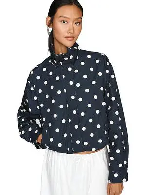 RAISONNEL Polka Dot Funnel Neck Jacket Navy