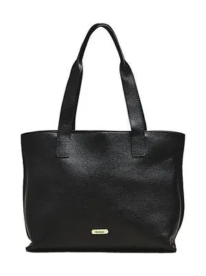 Barbour Alder Large Leather Tote Bag - Black