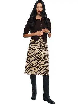 Maeve Colette Corduroy Midi Skirt - Brown Pattern