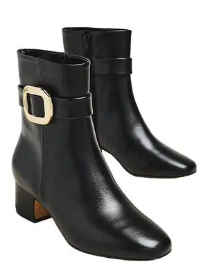 Maeve Buckle Block-heel Boots - Black