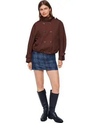 THE TINY BIG SISTER Len Cotton Denim Mi Skirt - Navy