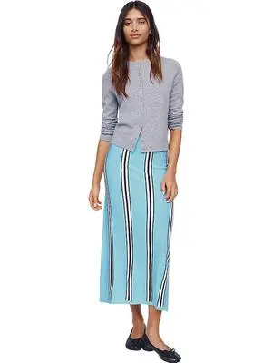 THE TINY BIG SISTER 100% Mero Wool Striped Skirt - Blue