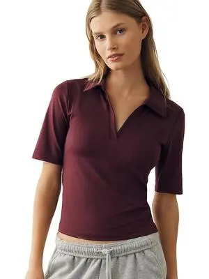 Beyond Yoga Active Polo Top - Cabernet