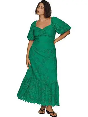 English Factory Puff-sleeve Maxi Dress - Green