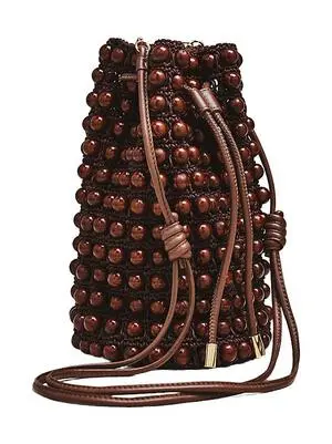 FARM RIO Beaded Macramé Bucket Bag