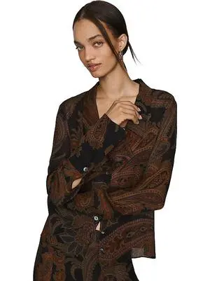 Paige Rosalda Long-sleeve Blouse - Black Pattern