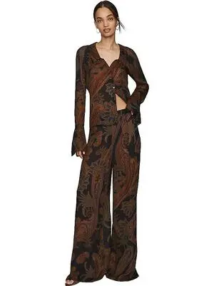 Paige Cara Wide-leg Pants - Black Pattern