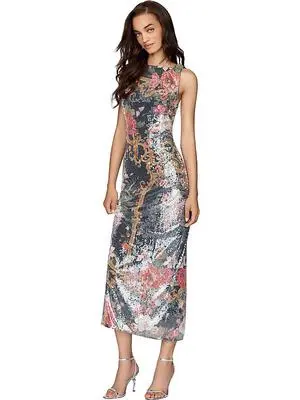 Bhldn Sequed Maxi Dress Black Pattern