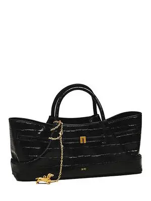 Maeve Dachshund Metal Charm Tote Bag - Black