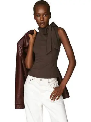 Maeve Tie Neck Tank Top - Brown